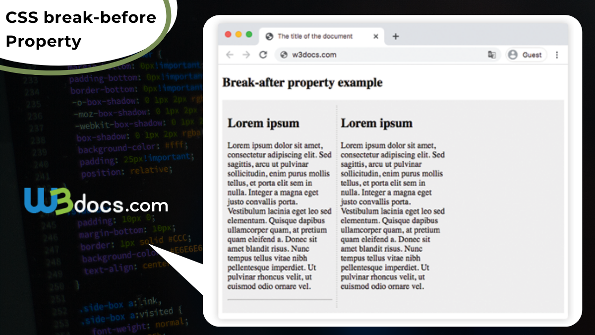 CSS break-before Property CSS break-before Property