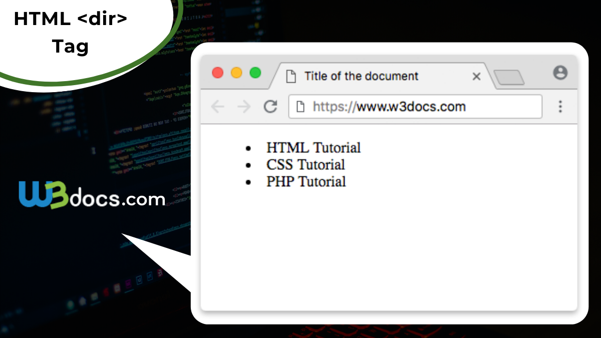 HTML dir Tag - Learn HTML | W3Docs